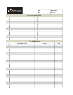 FOD Walk Report for Every Flight Runway and Assembly Area